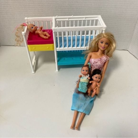 Barbie | Toys | Barbie Mom With Vintage Triplet Babies And Crib | Poshmark